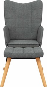 Houpací křeslo se stoličkou tmavě šedé textil 328019