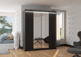 ADRK Furniture Posuvná skříň se zrcadlem a LED osvětlením BALANCE 180 SW-BAL-B-180+L-V309
