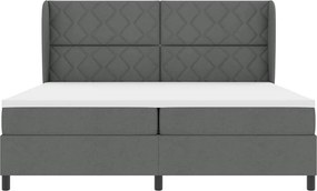 Postel s boxspringem s čelo Tmavě šedá 200 x 200 cm textil 3340649