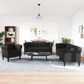 3dílná sedací souprava černá textil 3209193