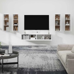 6dílný set TV skříněk bílý kompozitní dřevo 3114342