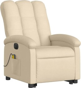 Elektrické zvedací masážní polohovací křeslo krémové textil 3204137