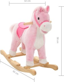 vidaXL Houpací plyšový kůň 65 x 32 x 58 cm růžový [80218]