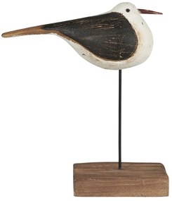 IB LAURSEN Dřevěná dekorace Bird Nautico 20 cm, bílá barva, hnědá barva, přírodní barva, dřevo, kov