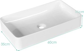 Costway Dřez porcelánové umělecké umyvadlo keramické umyvadlo s výsuvným odtokem