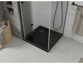 Mexen Lima, sprchový kout 90 (dveře) x 90 (stěna) cm, 6mm čiré sklo, černý profil + SLIM černá sprchová vanička 5cm s černým sifonem, 856-090-090-70-00-4070B