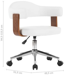 Otočné jídelní židle 2 ks bílé ohýbané dřevo a umělá kůže,  3054893