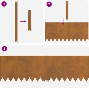Okraj trávníku 30 ks 100 x 0,05 x 30 cm Rezavá 3335787