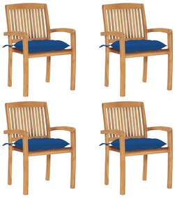 Stohovací zahradní židle s poduškami 4 ks masivní teak 3073265