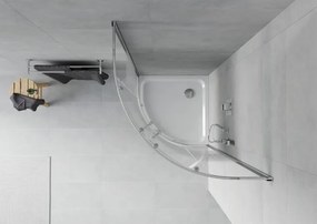Mexen Rio polokruhový sprchový kout 90 x 90 cm, bílé pruhy, chrom + vanička Flat, bílá - 863-090-090-01-20-4110