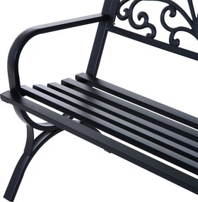 Outsunny dvoumístná zahradní lavička 240 kg nosnost, vhodná pro vnitřní i venkovní použití 127x60x85 cm černá