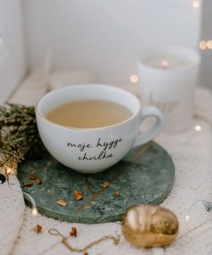 Bella Rose Porcelánový hrnek Moje hygge chvilka 300 ml, bílá barva, zlatá barva, porcelán