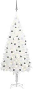 vidaXL Umělý vánoční stromek s LED a sadou koulí 180 cm [3077548] Barva: Bílá