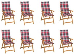 Polohovací zahradní židle s poduškami 8 ks masivní teak - Default Title