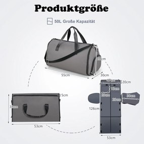 Costway Příruční taška s přihrádkou na boty a nastavitelným ramenním popruhem