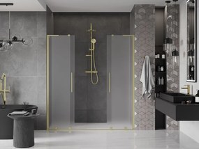 Mexen Velar L Duo, posuvné sprchové dveře do otvoru 170 cm, 8mm sklo námraza, zlatá matná, 871-170-003-32-55