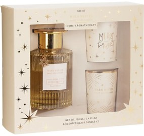 Aroma dárkový set Warm Winter, vůně Golden Amber, difuzér + 2x svíčka