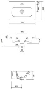 Cersanit K116-008 - Zápustné umyvadlo MODUO SLIM 35x50 cm keramika/lesklá bílá