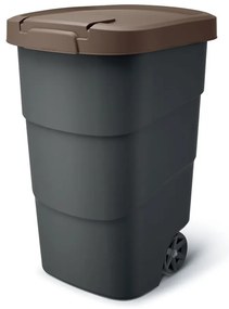 Zahradní nádoba s odolnými kolečky 90 l, hnědá / antracit