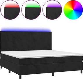 Box spring postel s matrací a LED černá 200x200 cm samet 3136025