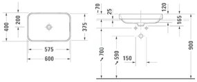 Duravit Happy D.2 Umyvadlová mísa 60 x 40 cm, antracit 2359601300