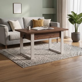Rozkládací polohovací konferenční stolek HOGO 3v1 | 120-157x62,5-74,5x67 cm | síla horní desky 32 mm | ořech/nohy kašmír