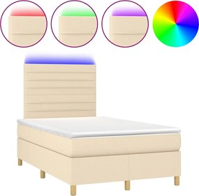 Box spring postel s matrací a LED krémová 120 x 200 cm textil 3135506