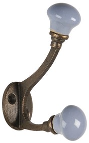 Nástěnný kovový háček s modrou knopkou - 5*3*9 cm