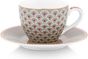 Pip Studio Blooming Tales espresso šálek s podšálkem 100ml, khaki (stylový šálek na espresso)