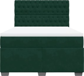Box spring postel s matrací tmavě zelená 140x190 cm samet 3293215