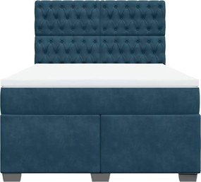 Box spring postel s matrací modrá 140 x 190 cm samet 3293216