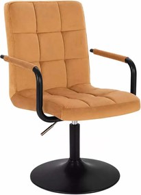LuxuryForm DESIGN Otočná židle VERONA BLACK VELUR na černém talíři - medová