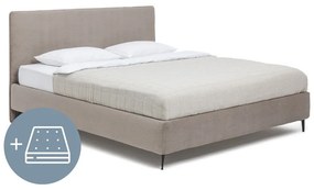 Čalouněná dvoulůžková postel taupe s matrací/s roštem 180x200 cm Noira Slim – Bonami Selection