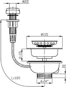 Bruckner řezová výpust 6/4 s ovládáním nerez 155.122.0 Koupelny Bernold