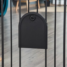 PawHut bezpečnostní bariéra pro psy a kočky 76H cm s automatickým zavíráním dveří a dvojitým zámkovým systémem, nastavitelná od 75 do 82 cm, ocel a A…