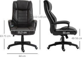 Vinsetto kancelářská židle s masážní funkcí, ergonomická exekutivní židle s vibrační masáží, sklopná funkce, výškově nastavitelná kancelářská otočná …