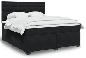 Box spring postel s matrací černá 180x200 cm samet 3293292
