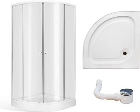 Roltechnik Outlet Čtvrtkruhový sprchový kout AVILES + vanička Varianta: rozměry: 80x80 cm - (AVILES/80x80 - 4000660), Barva profilů a typ výplně: profily: bílá, výplň: transparent