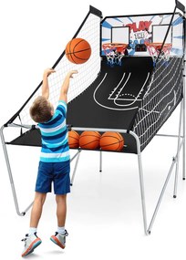 Costway Basketball Machine Skládací basketbalová arkádová hra se 2 košíky, černý
