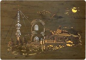 Li-Go "Kleť" světelný obraz s baterií 90x62cm varianta ovládání: manuál/pohybové čidlo, provedení povrchu: ořech