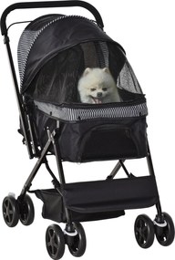 PawHut Kočárek pro psy a kočky Oxford Černá 76,5 x 52 x 95 cm | Aosom