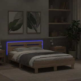 Rám postele s čelem a LED osvětlením dub sonoma 135 x 190 cm 3207569