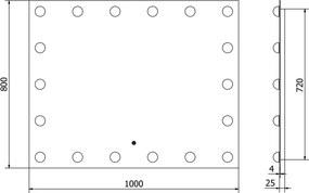Mexen Dona, LED koupelnové zrcadlo s podsvícením 100 x 80 cm, 6000K, ochrana proti zamlžování, 9818-100-080-611-00