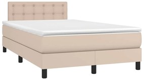 Box spring postel matrace a LED cappuccino 120x190cm umělá kůže - Default Title