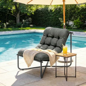Lounge chair Outdoor Ergonomická zahradní židle s polštářem šetrným k pokožce Široký sedák Ocelový rám Tmavě šedá barva