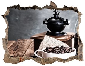 Wallmuralia Díra 3D foto tapeta nálepka Mlýnek na kávu 95x64 cm