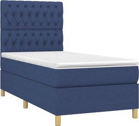 Box spring postel s matrací a LED modrá 90x200 cm textil 3135651
