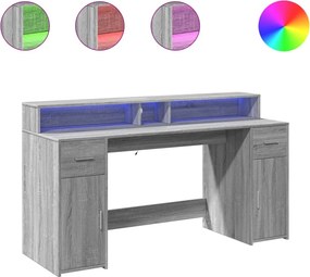 Psací stůl s LED šedý sonoma 160 x 55 x 91 cm kompozitní dřevo 3309434