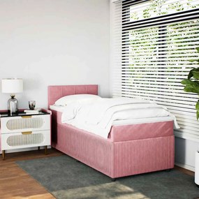 Box spring postel s matrací růžová 100x200 cm samet 3287667