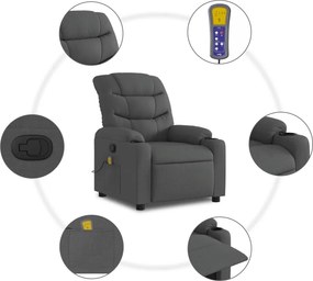 Masážní křeslo s polohovacím mechanismem, tmavě šedé, látkové 3206852